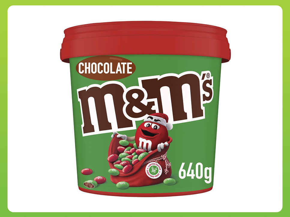 m&m’s red n green bucket 640g - Shiploads