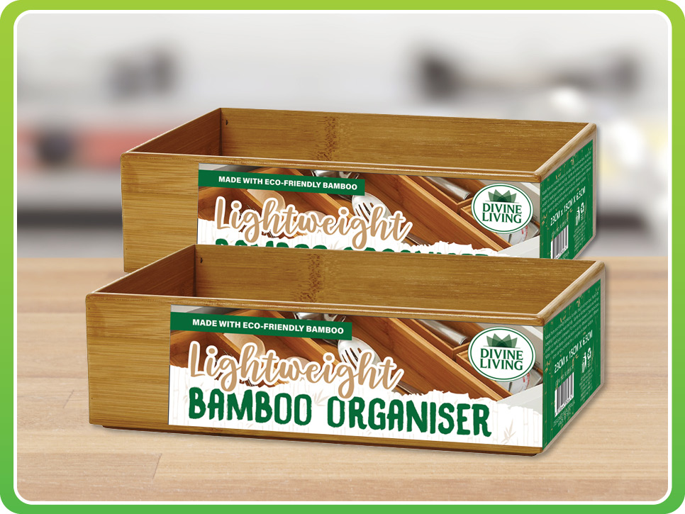 bamboo organiser rectangle 23x15cm - Shiploads