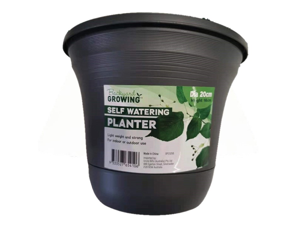 garden pot self watering charcoal 20x16cm - Shiploads